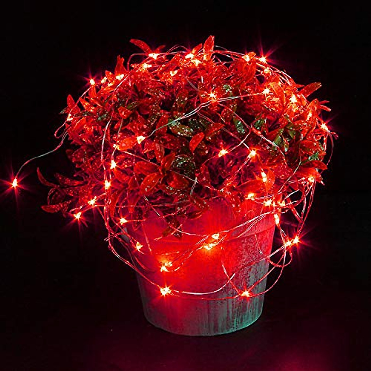 YKB 6 Pack Red LED Fairy Starry String Lights with 20 Mini LEDs on 3.3FT/1M Copper Wire, Fairy Lights Powered by 2xCR2032(Incl) Batteries, for Wedding Table Holiday Halloween Christmas Decorations
