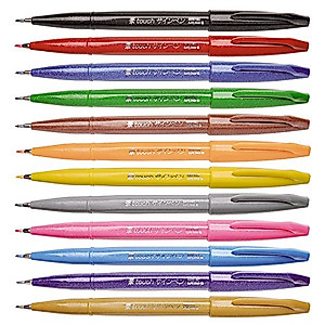 Pentel Fude Touch Sign Pen, Black, Felt Pen Like Brush Stroke (SES15C-A)