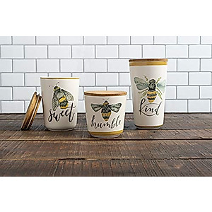 Primitives by Kathy Kitchen Canisters, Set of 3, Bees - Kind, Sweet, Humble