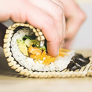 AIKS 2PCS Natural Bamboo Sushi Rolling Mat Sushi Roller Inch for Making Sushi 9x9.5 Inch