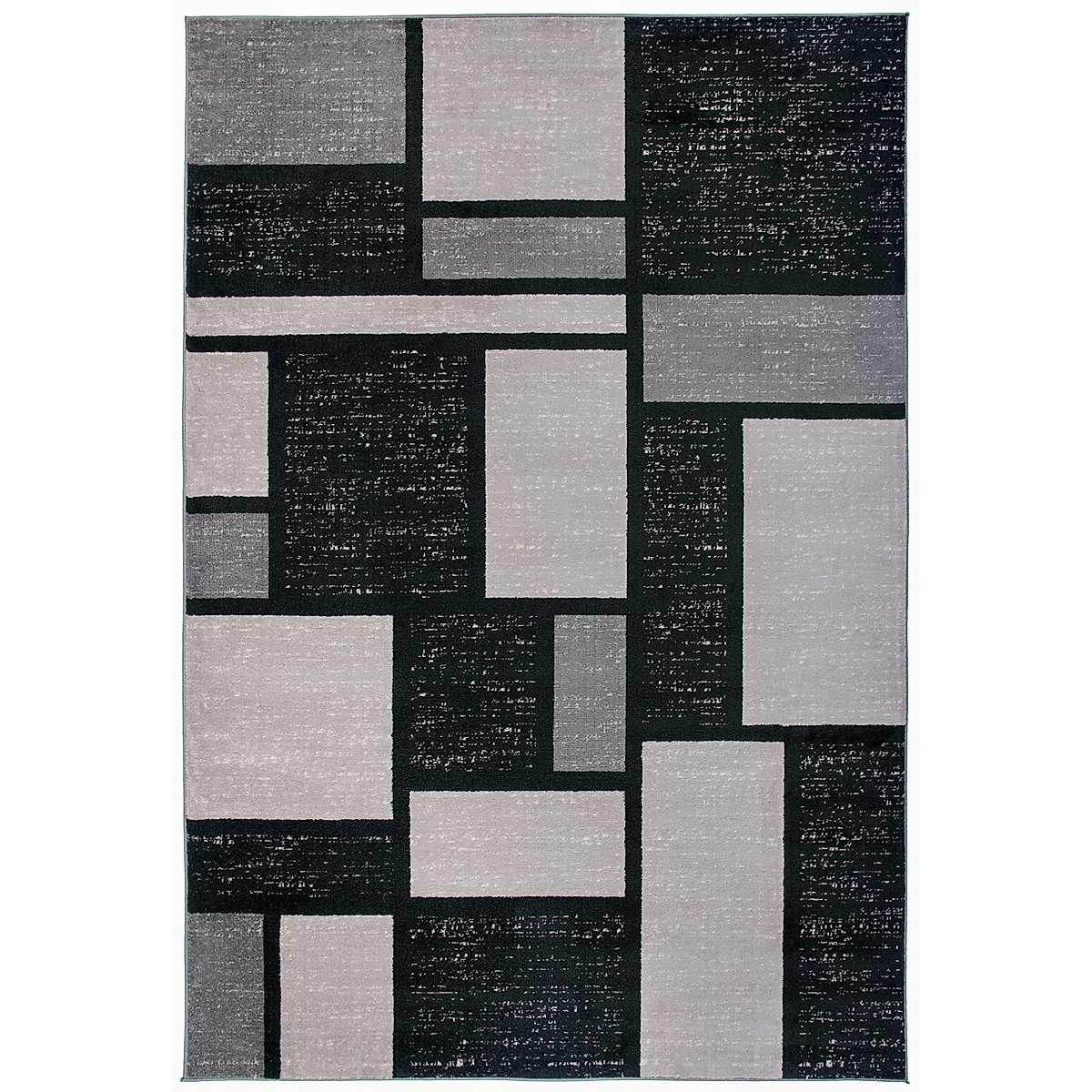Rugshop Contemporary Modern Boxes Design Area Rug 6'6" x 9' Gray