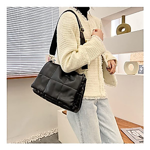 Stylish Cross-straddle Pillow Bag Women's One-shoulder Vintage Down Purse Bag Crossbody Bags for Women Y2k Bag (Black)