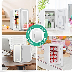 PERSONAL CHILLER 6L Skincare Fridge with LED Makeup Mirror, Mini Fridge Cooler, Portable Fridge for Makeup, Skincare, Snacks, Bedroom Vanity, White