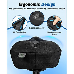Zacro Bike Seat Cushion - Gel Padded Bike Seat Cover for Men Women Comfort, Extra Soft Exercise Bicycle Saddle Compatible with Peloton, Stationary Spin Cycling Bike, Outdoor & Indoor (11 x 7in)