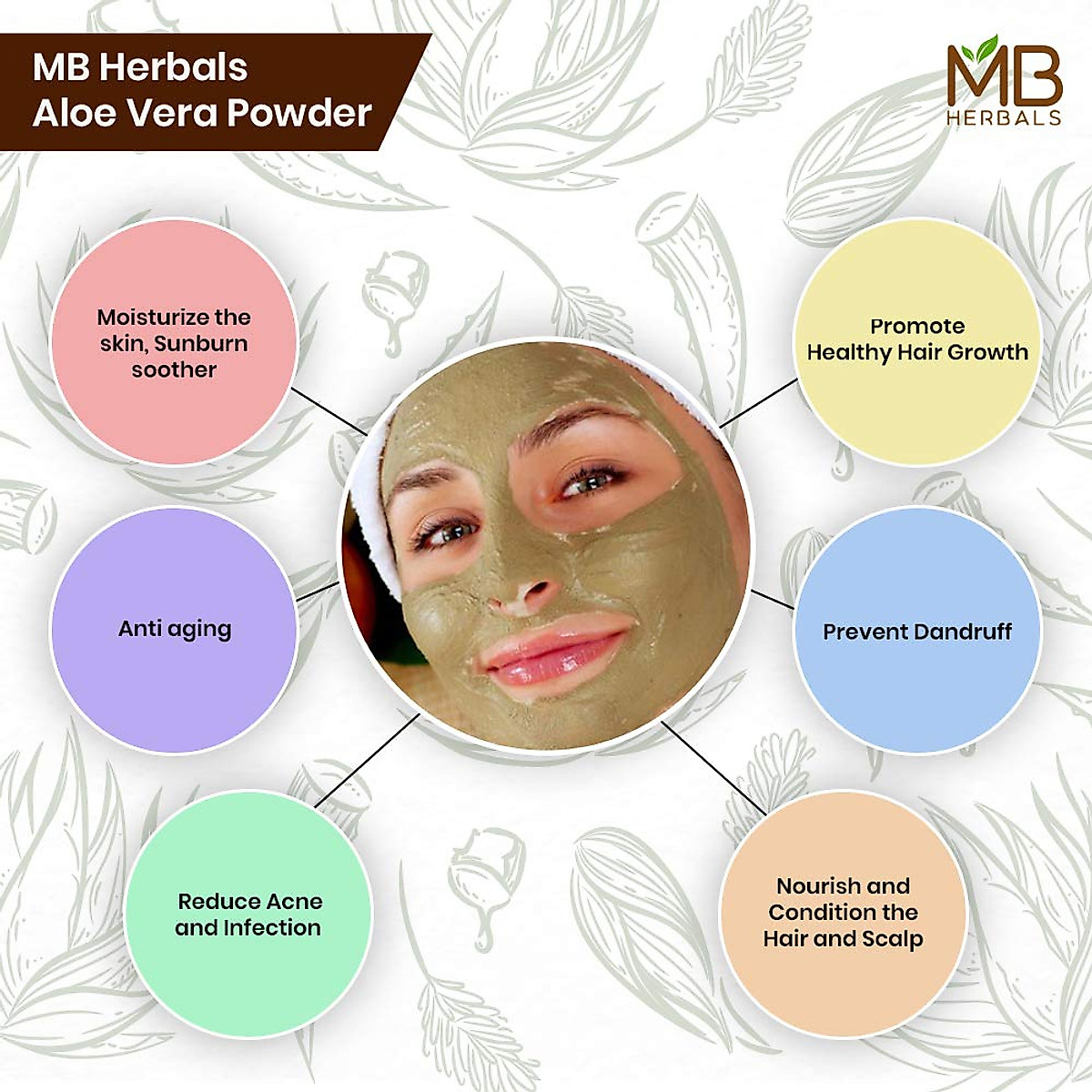 MB Herbals Aloe Vera Powder 8 oz (227 Gram / 0.5 lb ) | Aloe barbadensis Powder | Natural Skin Moisturizer | Promotes Hair Growth | For External Use Only