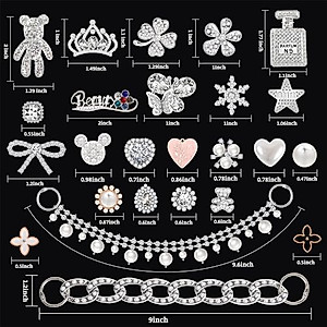 28 Pcs Bling Croc Charms Jewelry Accessories Decoration with Chains Designer Shoe Charms Fits for Women Girls Adults Teens Croc Clog Sandals Birthday Gifts Party Favors
