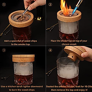 Cocktail Smoker Kit for Drinks, Zyceecby Cocktail Smoker Kit with Oak, Pecan, Cherry, Apple Wood Chips, Old Fashioned Whiskey Drink Smoker, Best Gift for Husband, Father and Cocktail Lovers