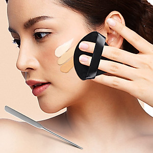 Etercycle 7-in-1 Makeup Spatula Korean and Powder Puff Set - Professional Cosmetic Palette with Triangle Puff for Eye Shadow, Eyelashes, Body Loose Powder - Wet and Dry Makeup Tool