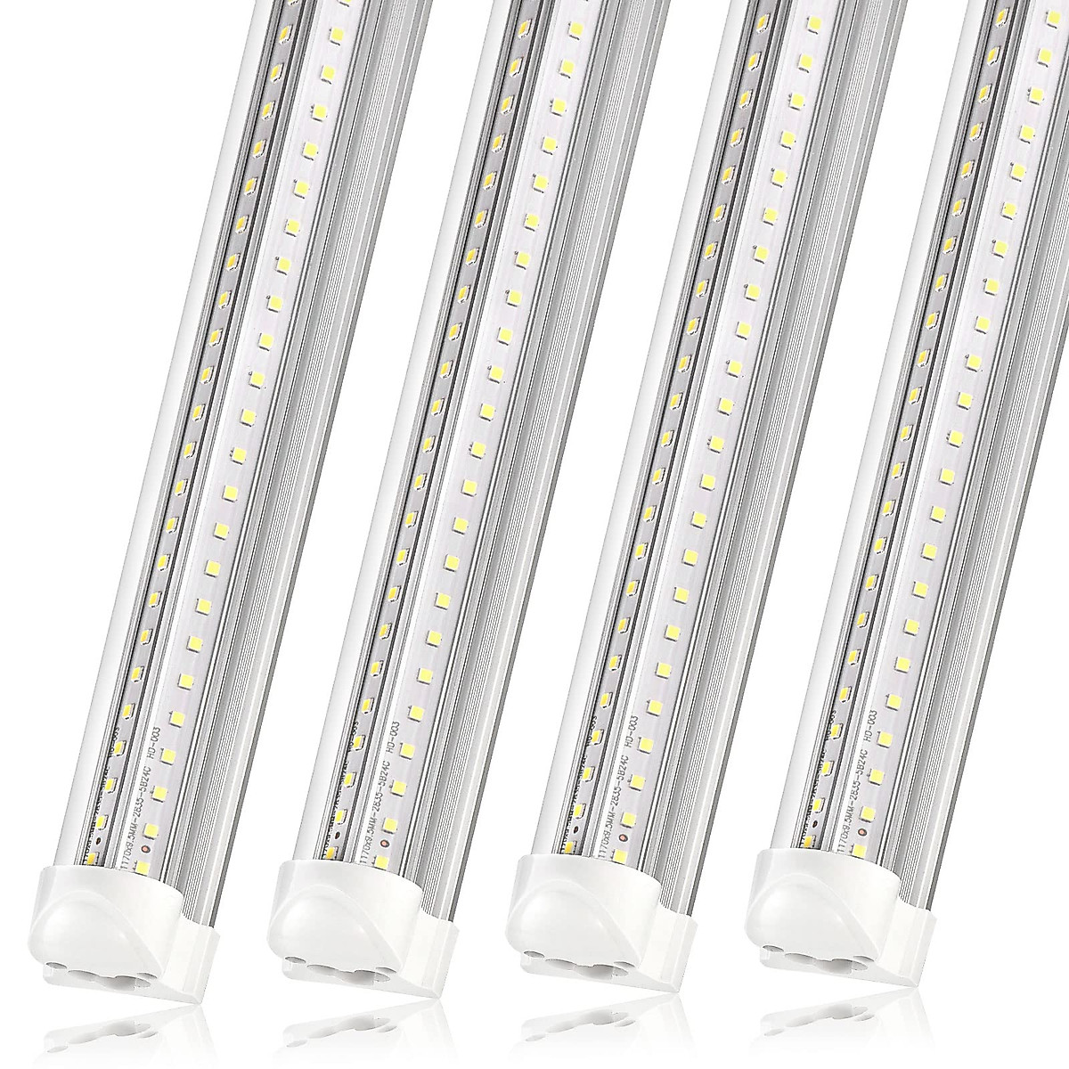 Nimgoti LED Shop Light 4FT, T8 Integrated LED Tube Light Fixture, 40W 5200LM 5000K, V Shape, Daylight White, Hight Output Linkable Shop Lights for Garage Warehouse Workshop, Clear Cover (4-Pack)