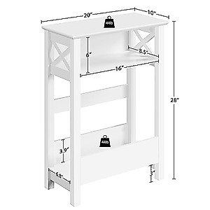 Yaheetech Small Side Table with Storage Shelf, 3-Tier Slim End Table with Magazine Rack, X Shaped Magazine Table for Living Room Home Office Balcony Small Spaces, 20? L � 10? W � 28? H, White