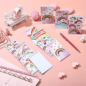 24 Pcs Mini Rainbow Notebook Party Favors Rainbow Mini Notepads 2.36 x 3.94 Inch Rainbow Spiral Notebook Bound Memo Note Books for Kids Back to School Office