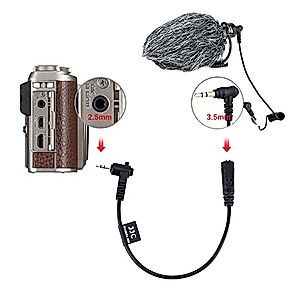 JJC 3.5mm Female to 2.5mm Male Microphone Audio Cable Mic Adapter for Fuji Fujifilm X-T30 II X-T30 X-T20 X-T10 X-PRO3 X-T100 X100V X100F X100T X-PRO2 X-T1 X-E3 X-E2S X-E2 X-E1 and XF10 Camera