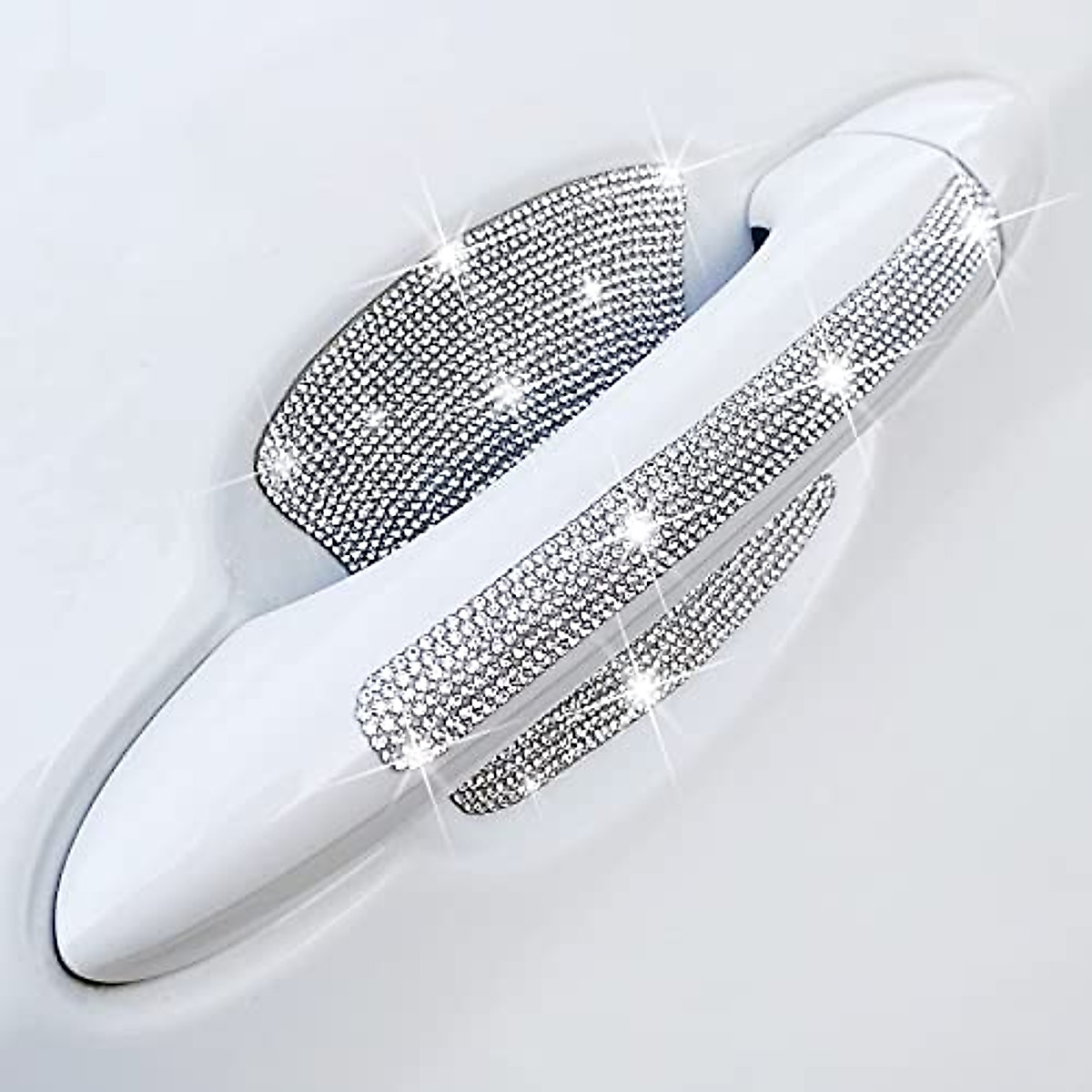 8Pcs Bling Car Door Handle Protector, Bling Car Accessories Crystal Glitter Door Handle Protector Stickers and Decals Scratch Safety Reflective Auto Sticker for Woman …