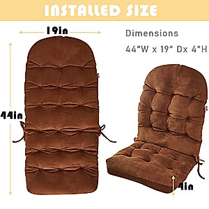 Big Hippo Adirondack Chair Cushion, Patio Rocking Chair Cushions for High Back Chair 44x19x4 inch (Brown, 1)