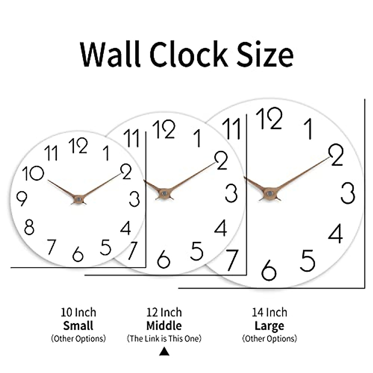 cicininc 12 Inch Wall Clock - Wooden Silent Wall Clocks Battery Operated Non Ticking, Modern Simple Clock for Bathroom, Office, Bedroom, Home, Kitchen, Living Room(12"-White)