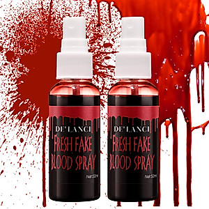 2 PSC Washable Fake Blood Spray,Halloween Fake Blood Splatter, DE'LANCI Liquid Blood for Clothes,Skin and Eye Drops,Squirt Fake Blood Makeup for Vampire Monster Zombie Bride and Costumes,100g(3.53 Oz)