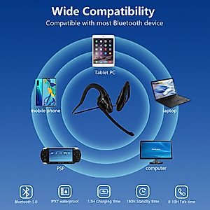 Bluetooth Headset V5.2, Wireless Headset with CVC8.0 Dual Mic Noise Cancelling Bluetooth Earpiece 150 Hrs Standby Time Hands-Free Bluetooth Earphones for Cell Phone iPhone Business/Workout/Driving