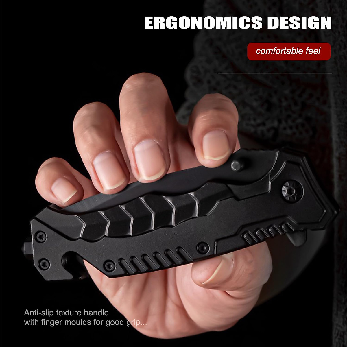 VIFUNCO Pocket Knife for Men, EDC Knives with Clip, Glass Breaker for Emergency, Cool Pocket Knife with serrated blade for Outdoor Survival Tactical Camping Hunting, Gifts for Dad