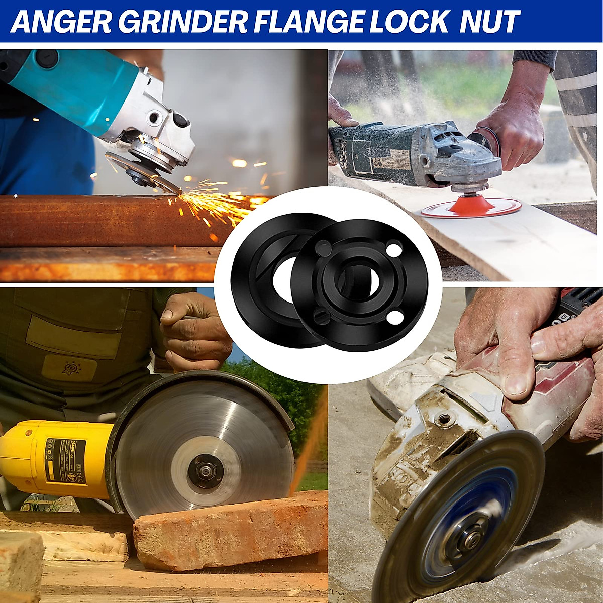 Angle Grinder Wrench Angle Grinder Nut 2PCS Grinder Flange Nut 5/8-11 Grinder Nuts Compatible with Dewalt Milwaukee Makita Bosch Ryobi Black Decker Grinder Parts …