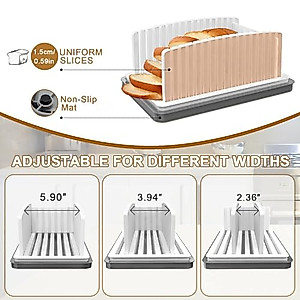 Kiss Core New Upgrade Bread Slicer for Homemade Bread, Bread Slicing Guide Adjustable Width, Foldable and Compact Cutting Guide with Crumb Tray, Suitability for Homemade Bread, Bagels, Cakes.