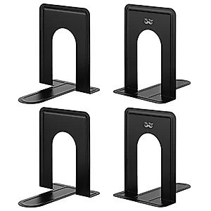 Mr. Pen- Book Ends, Black, 4 Pack, Heavy Duty Metal Bookends for Shelves, Book Holders for Shelves, Book Stoppers, Book Holders, Book Ends for Office, Metal Bookends, Book Ends to Hold Books.