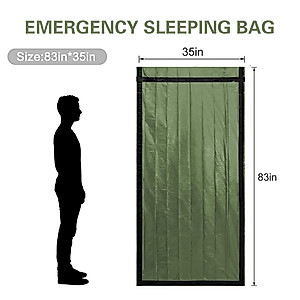 YDYJKI Emergency Survival Sleeping Bag, 2 Pack Thermal Sack Blanket, Waterproof Lightweight, Emergency Blankets Mylar Portable tarp Sack for Outdoor Camping, Hiking, Backpacking（Green）