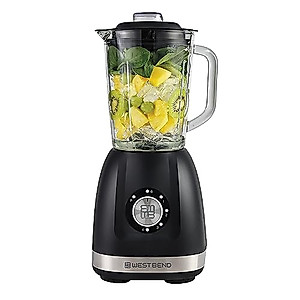 West Bend Blender with 48-Ounce Blending Jar and 20-Ounce Travel Cup, Compact Design with Dial Control, 700-Watts, Black