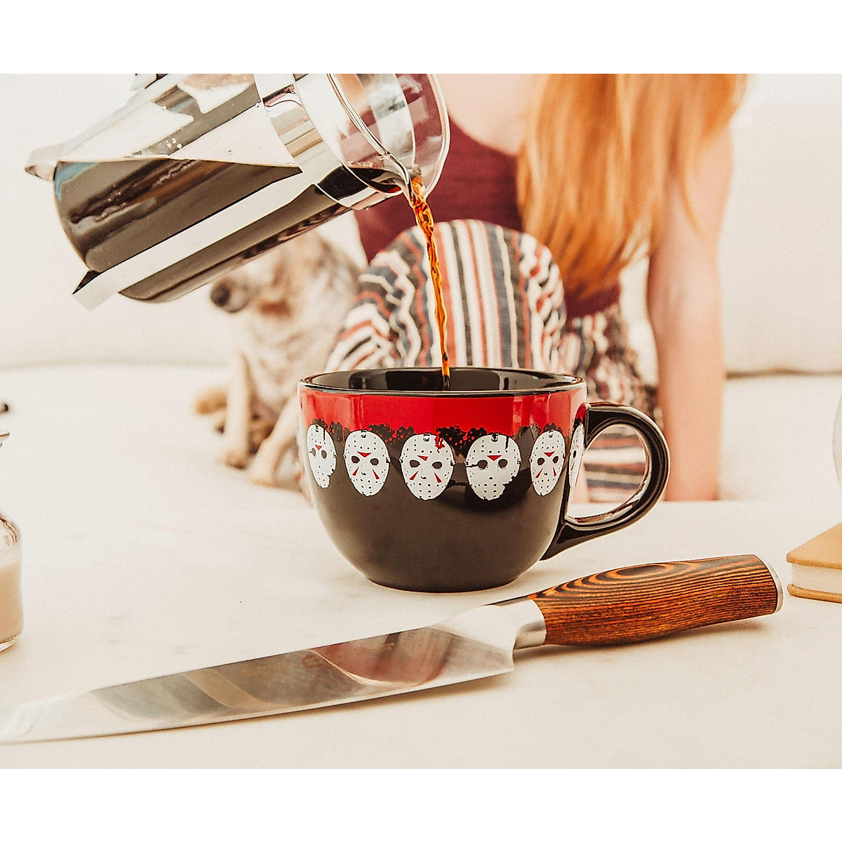 Silver Buffalo Friday the 13th Jason Mask Legacy Ceramic Soup Mug | 24-Ounce Bowl For Ice Cream, Cereal, Oatmeal | Large Coffee Cup For Espresso, Caffeine | Horror Movie Gifts and Collectibles