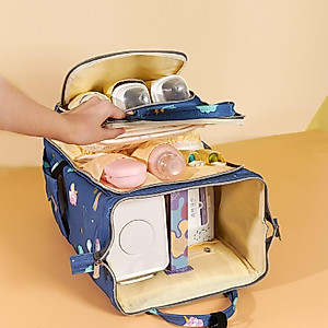 SUNVENO Baby Diaper Bag Backpack, Large Capacity Travel Backpack with Portable Changing Pad for Moms Dads, Blue