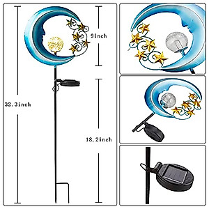 JTao-tec Solar Lights Outdoor Garden Moon Solar Garden Lights Decorative Glass Globe Led Waterproof for Walkway,Yard,Lawn,Patio Decor