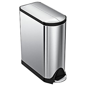 simplehuman 45 Liter / 11.9 Gallon Butterfly Lid Kitchen Step Trash Can, Brushed Stainless Steel