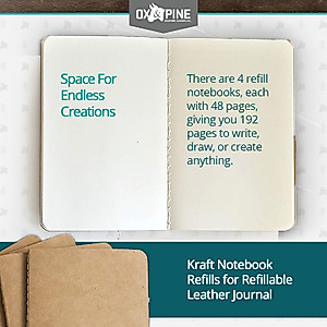 Ox & Pine Kraft Notebook Refills for Refillable Leather Journal (4 Pack) 4"x6", 5"x7", or 6"x8" (4x6, Graph Paper)