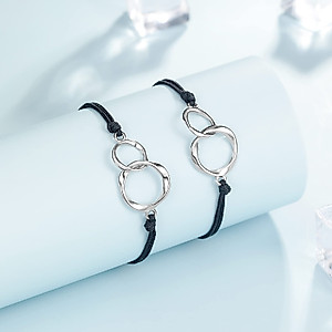 QMEXINS Interlocking Circle Couple Bracelets Set to My Lover Boyfriend Girlfriend Anniversary Birthday Gifts for Him and Her