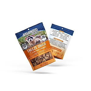 Freeze Dried Small Pet Treats - 1oz Resealable Bag of Treats for Ferrets - Ferret Snacks - Single Ingredient Ferret Food With No Preservatives Or Fillers- Small Animals Treats (1 oz, Chicken Heart)
