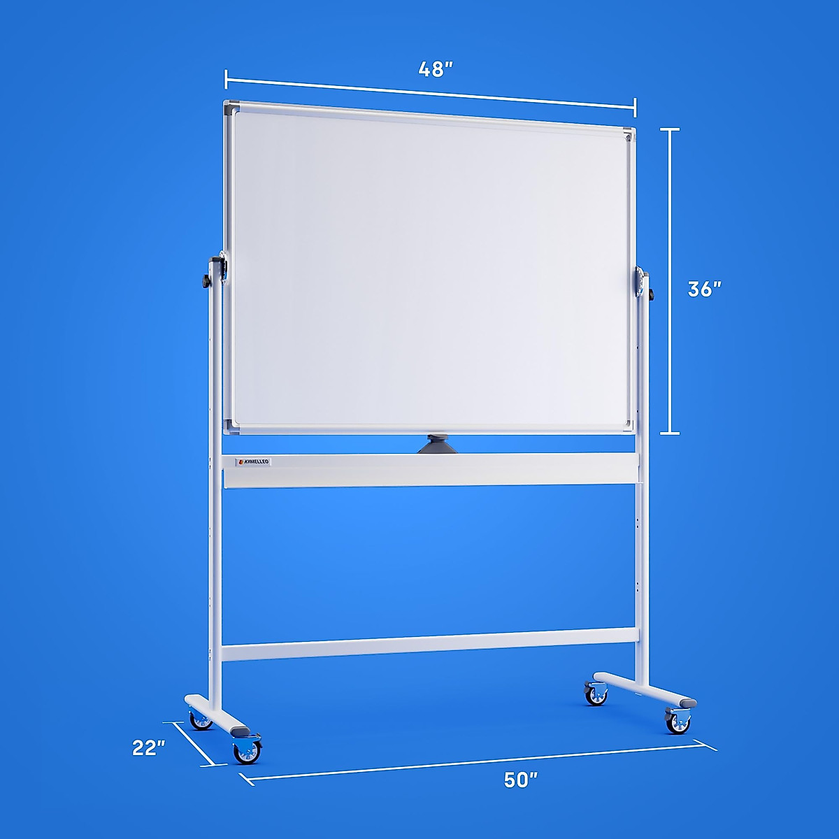 Rolling Magnetic Whiteboard 48 x 36 - Large Portable Dry Erase Board with Stand - Double Sided Easel Style Whiteboard with Wheels - Mobile Standing Whiteboard for Office, Classroom & Home