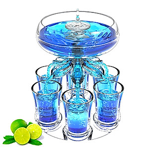 MOKOQI Shot Glasses Party Drink Dispenser with 6 Shot Glasses Set Liquid Beverage Drink Fountains for Parties on Birthday Wedding Holiday Fun Restaurants Accessories Home Gifts