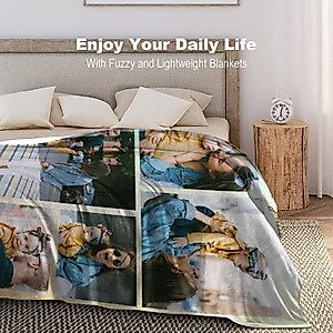 D-Story Custom Blanket with Text Photos,Personalized Customized Picture Blankets for Family Friends Kids Used as Souvenir Birthday Gifts 5 Photos Collage