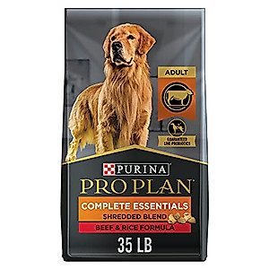 Purina Pro Plan High Protein Dog Food With Probiotics for Dogs, Shredded Blend Beef & Rice Formula - 35 lb. Bag