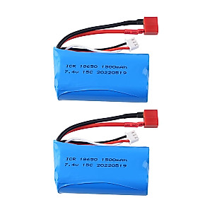HHZ 2 pcs 7.4V 1500Mah T Plug li-on Battery for Wltoys 12428 12423 RC Toy Car