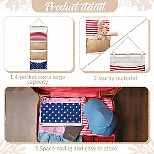 Juexica Fish Extender 32.3 x 13.2 Inch Hanging Pockets 4 Pocket Innovation Storage Bag Hanging Organizer Linen Cotton Wall Hanging Storage Bag for Cruise Cabin Door Closet Gifts(1 Pcs)
