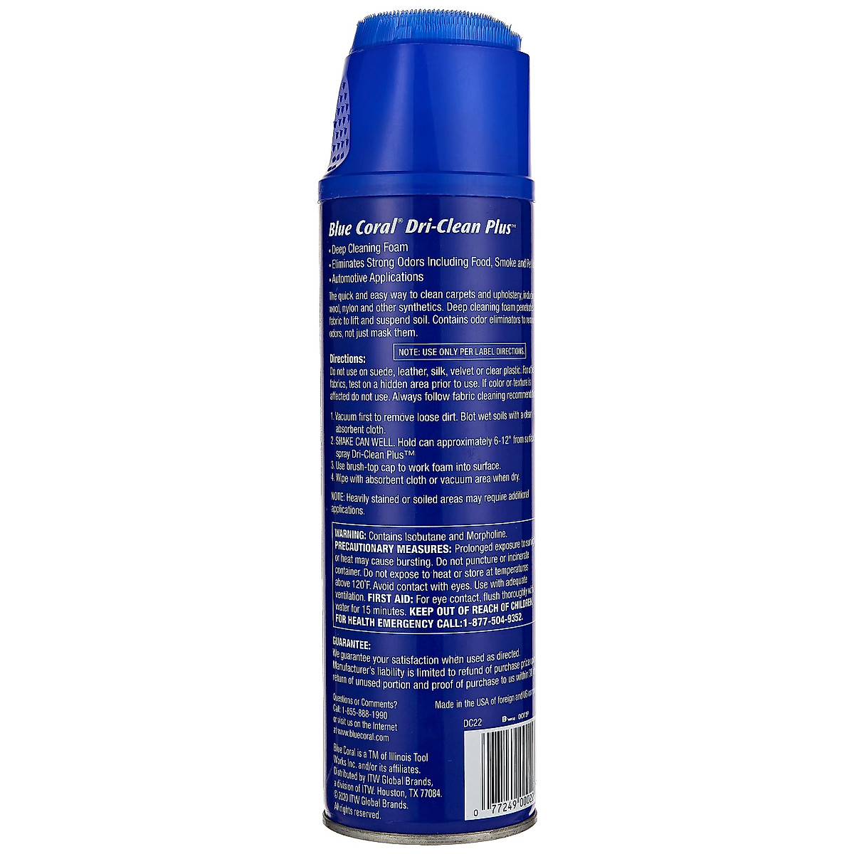 Blue Coral DC22 Upholstery Cleaner Dri-Clean Plus with Odor Eliminator, 22.8 oz. Aerosol
