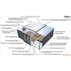 19x20FT Portable Prefabricated Tiny Home for Sale, Mobile Expandable Plastic Prefab House with 1 Full Equiped Bathroom and Kitchen,Container House for Adults Living,Foldable Home with Steel Frame