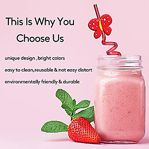 24 Butterfly Drinking Straws with 2 PCS Straws Cleaning Brush for Butterfly Birthday Party Supplies Favors Decorations