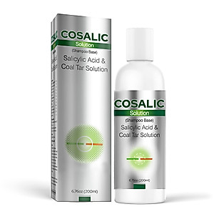 Cosalic Coal Tar and Salicylic Acid Solution/with Salicylic Acid for Dry Scalp Itch Relief Dandruff Free Shampoo/for Psoriasis & Seborrheic Dermatitis - Instant Result - 6.76 Fl Oz (Pack of 1)