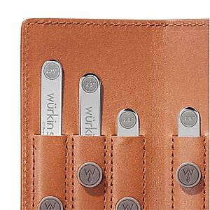 Würkin Stiffs Assorted Power Stays Magnet Collar Stay Travel Set | Tan Leather Wallet Case | Gift for Men | Seen on Shark Tank