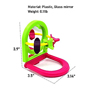 Bird Mirror Toys with Paddle Wheels and Perch for arrot Budgies Parakeet Cockatiels Conure Lovebirds