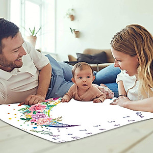 Floral Baby Month Milestone Blanket for Boy and Girl Love You to The Moon and Back Photography Blanket for Baby Shower Infants Photo Blanket for Pictures 48"x48" BTYYLU9