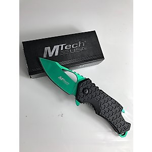 Small Colored MTech Style Pocket Knife Spring Asissted (Green)