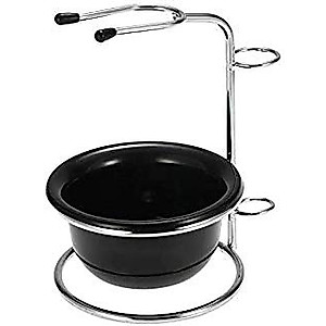 2PCS Universal Heavy Stainless Shaving Brush Stand Holder With Shaving Bowl-The Best Safety Razor Stand