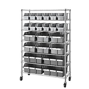 Heavy Duty Steel Wire Shelving Storage Unit, 7 Tier Bin Rack, Mobile Organizer for Garage, Warehouse, Office, Restaurant (36" W x 14" D x 56" H, 22 Bin)